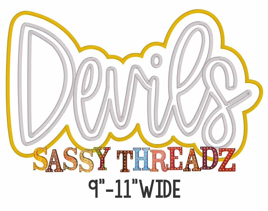 Satin Stitch Devils Double Stacked Script Applique Embroidery Download ...