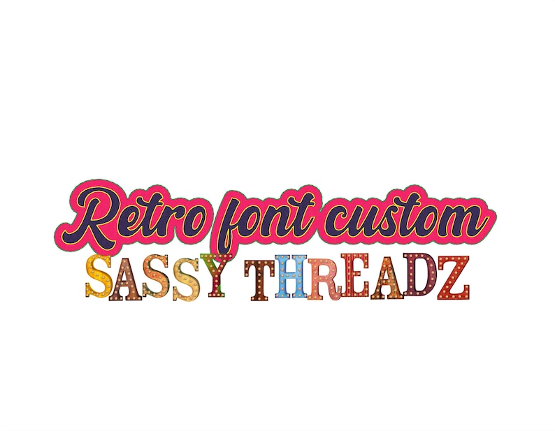 Retro Font Bean Stitch Custom Double Stacked Script Applique Embroidery ...