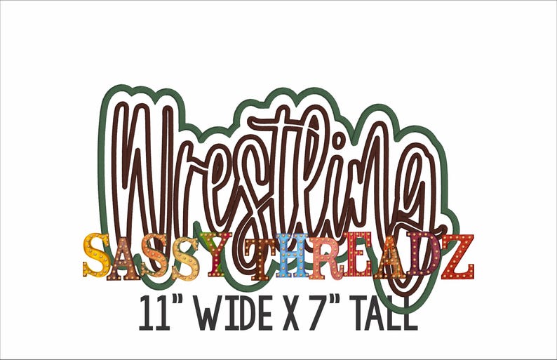 Satin Stitch Wrestling Double Stacked Script Applique Embroidery ...