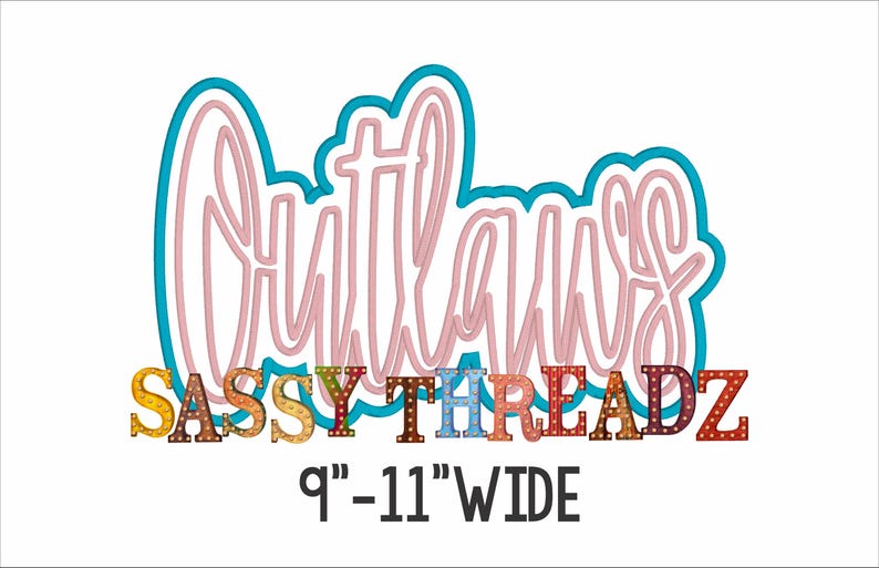 Satin Outlaws Double Stacked Script Applique Embroidery Download - Etsy