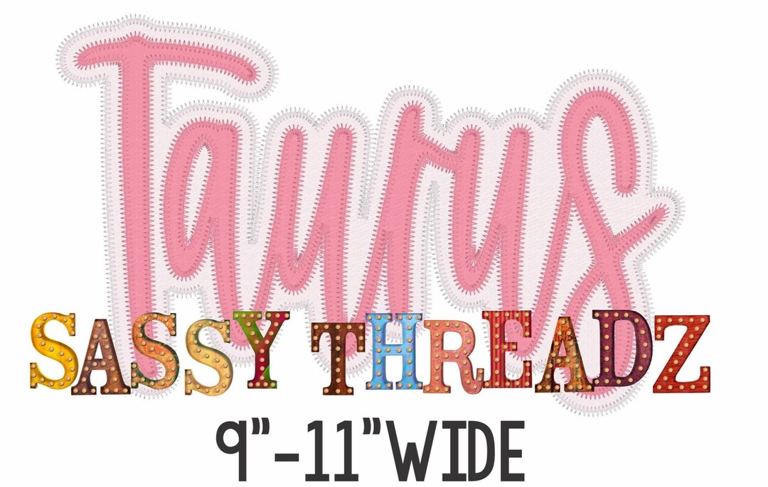 Zig Zag Taurus Double Stacked Script Applique Embroidery Download - Etsy