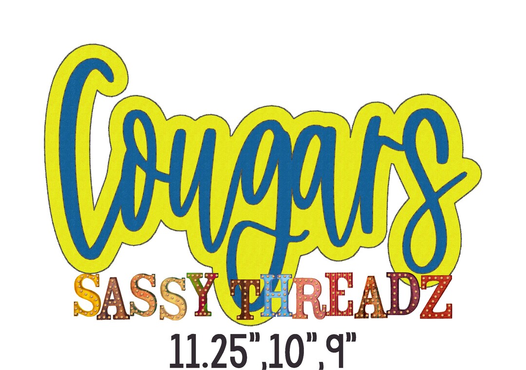 Bean Stitch Cougars Double Stacked Script Applique Embroidery Download - Etsy