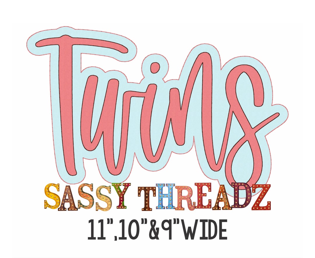 Bean Stitch Twins Double Stacked Script Applique Embroidery Download - Etsy