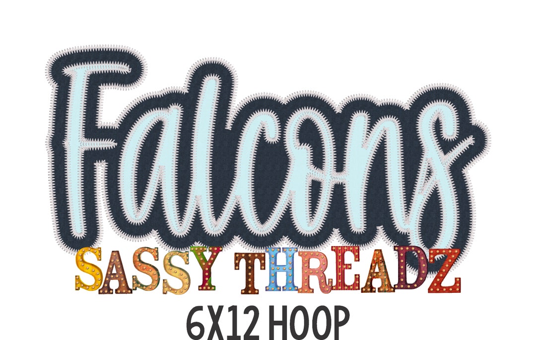 Falcons Zig Zag Double Stacked Script Applique Embroidery Download - Etsy