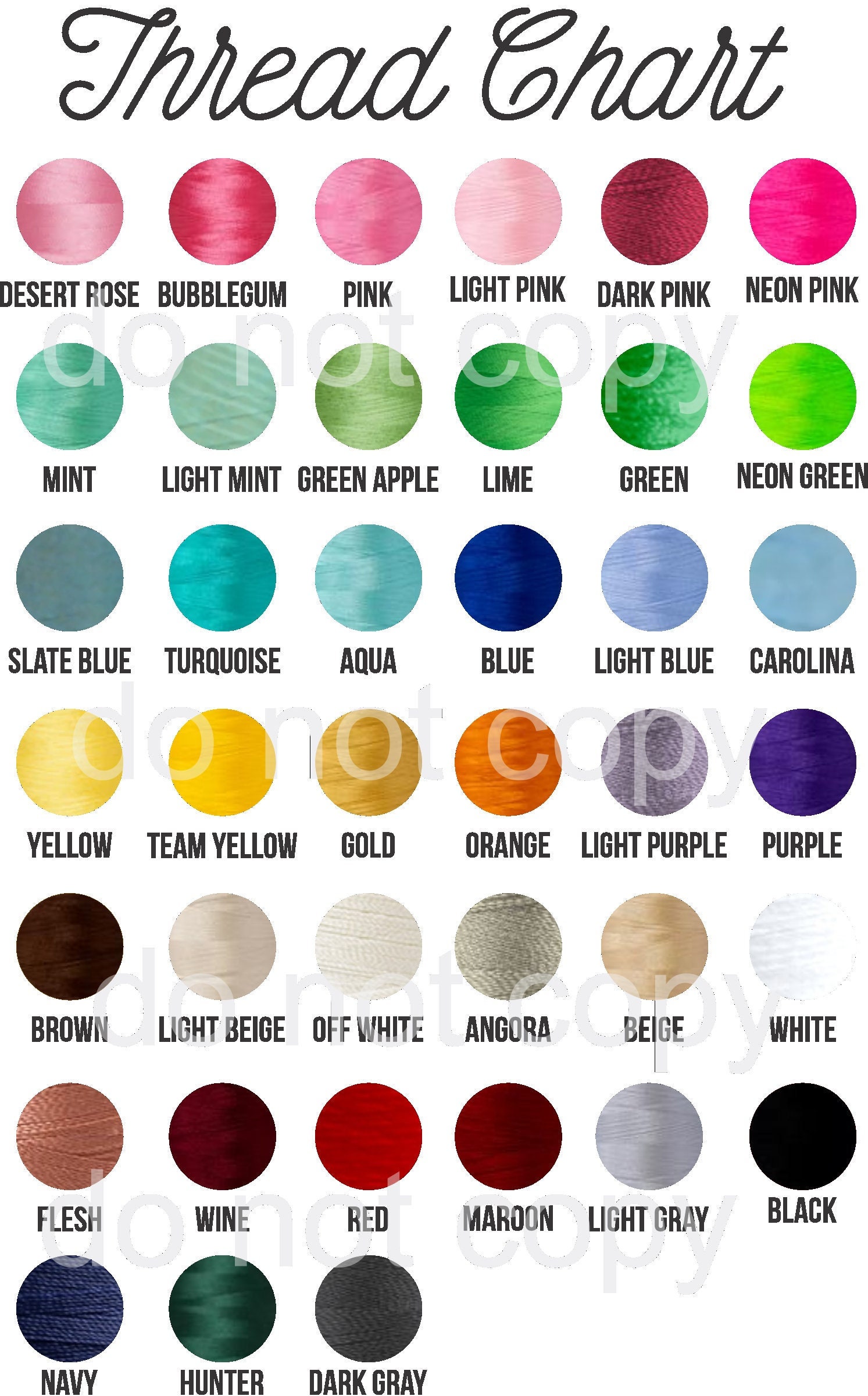 Embroidery Thread Chart Download - Etsy