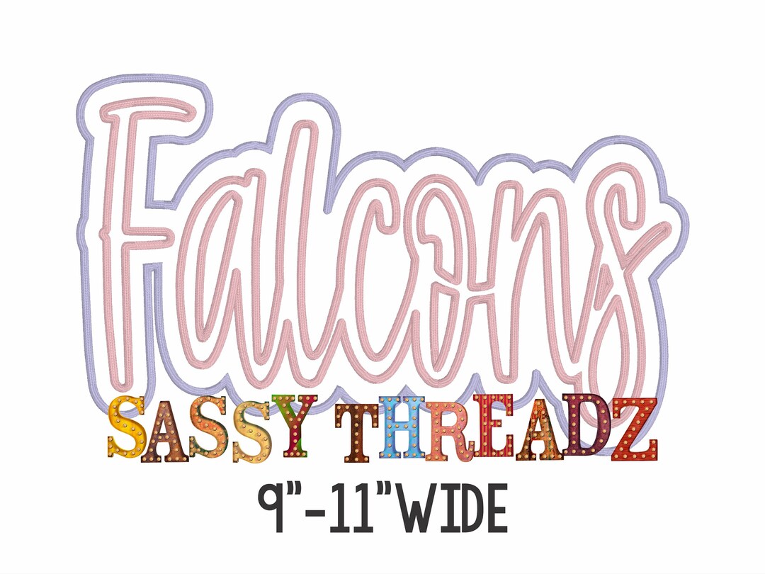 Falcons Satin Stitch Double Stacked Script Applique Embroidery Download - Etsy