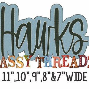 Bean Stitch Hawks Double Stacked Script Applique Embroidery Download - Etsy