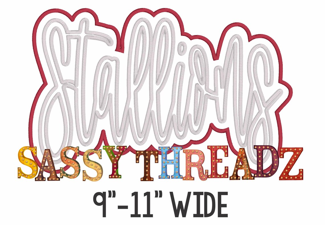 Satin Stitch Stallions Script Double Stacked Applique Embroidery ...