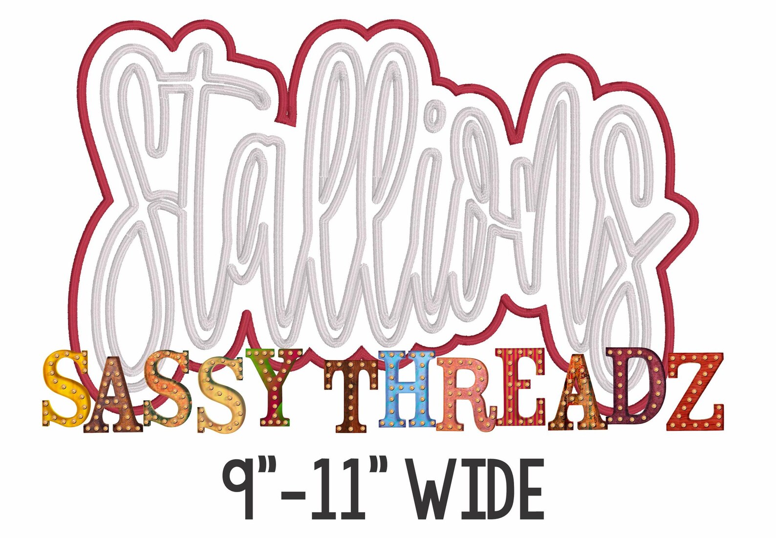 Satin Stitch Stallions Script Double Stacked Applique Embroidery ...