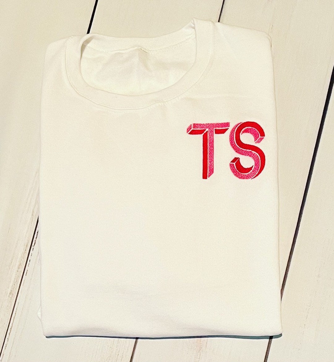 Shadow Block Initial Embroidery Monogram White Pullover Sweater ...