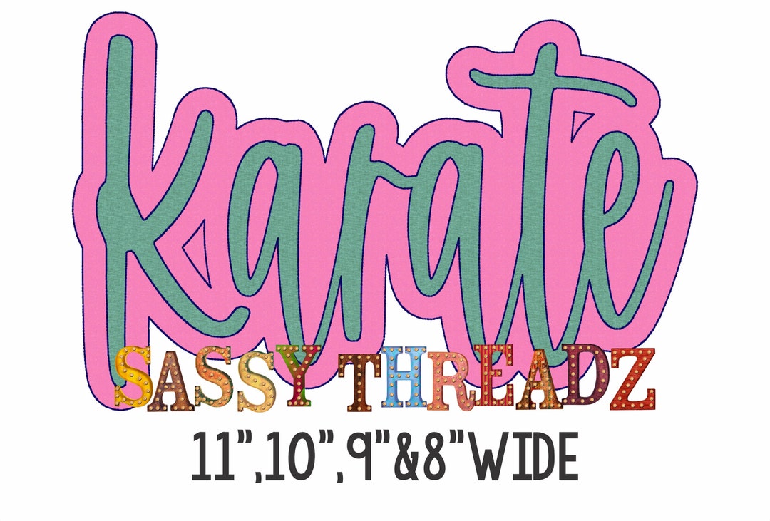 Karate Bean Stitch Double Stacked Script Applique Embroidery Download ...