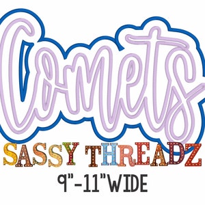 Satin Stitch Comets Double Stacked Script Applique Embroidery Download - Etsy