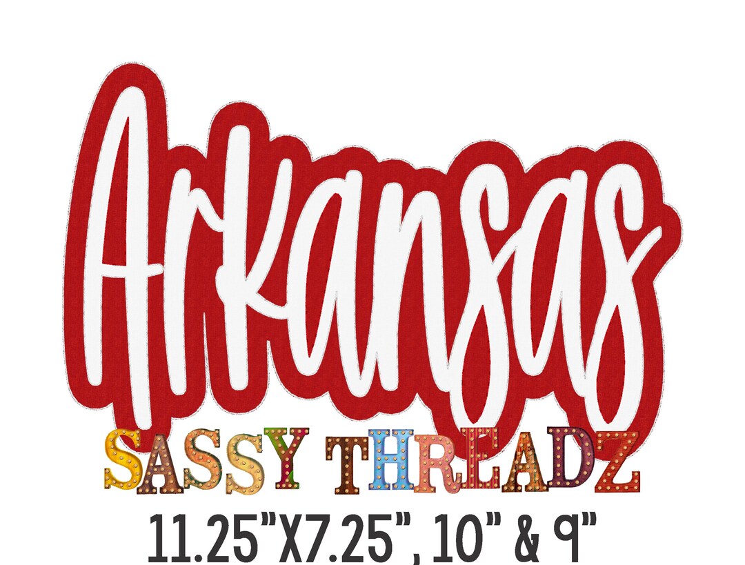 Bean Stitch Arkansas Double Stacked Script Applique Embroidery Download ...