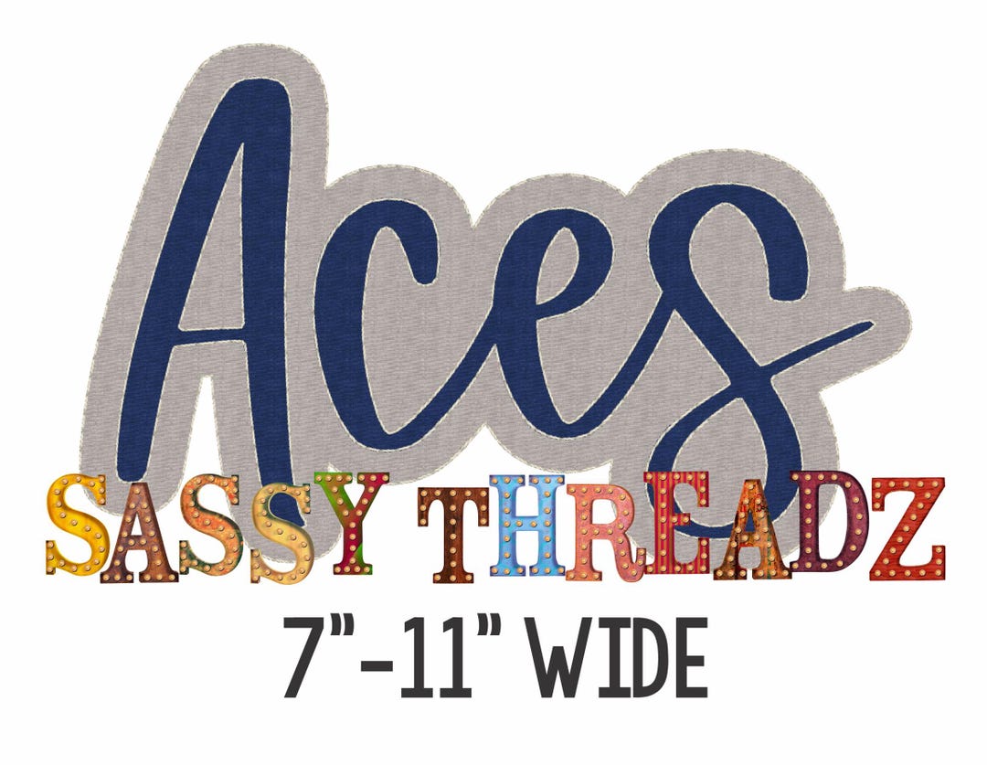 Bean Stitch Aces Double Stacked Script Applique Embroidery Download - Etsy