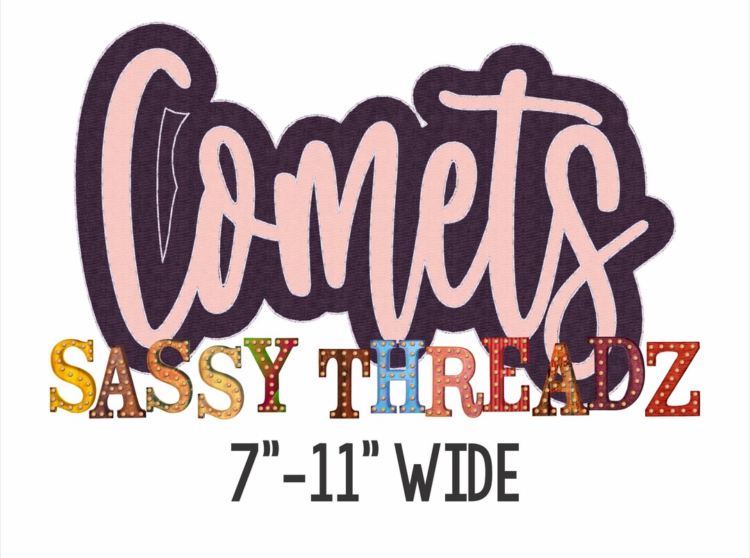 Bean Stitch Comets Double Stacked Script Applique Embroidery Download - Etsy