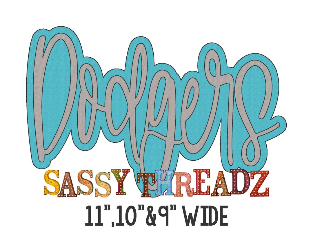 Dodgers Bean Stitch Double Stacked Script Applique Embroidery Download ...