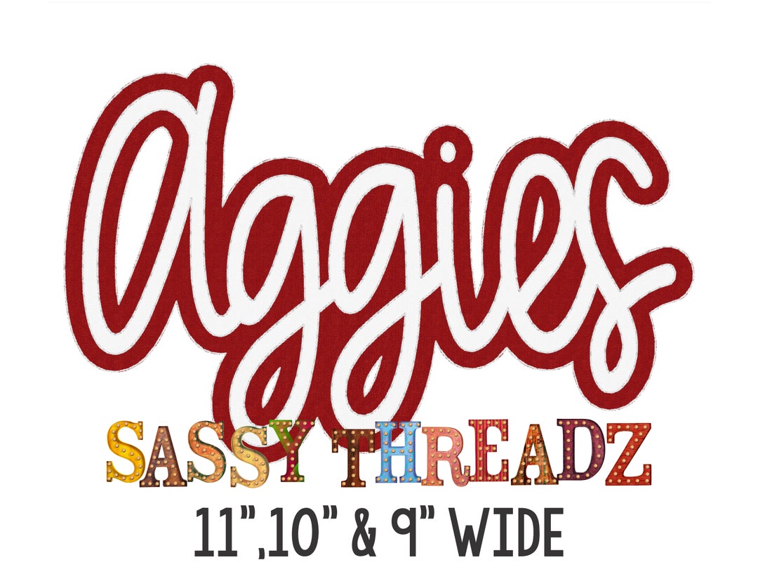 Bean Stitch Aggies Double Stacked Script Applique Embroidery - Etsy