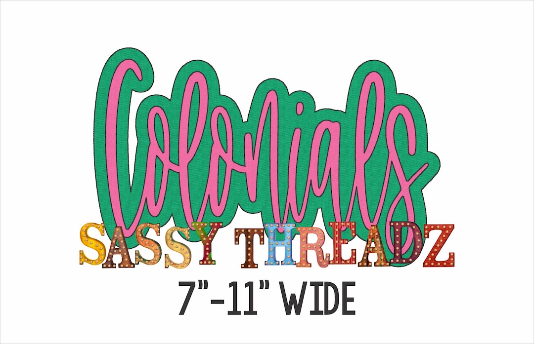 Colonials Double Stacked Bean Stitch Script Applique Embroidery ...