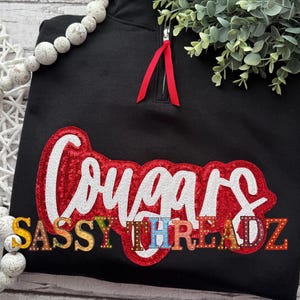 Bean Stitch Cougars Double Stacked Script Applique Embroidery Download - Etsy