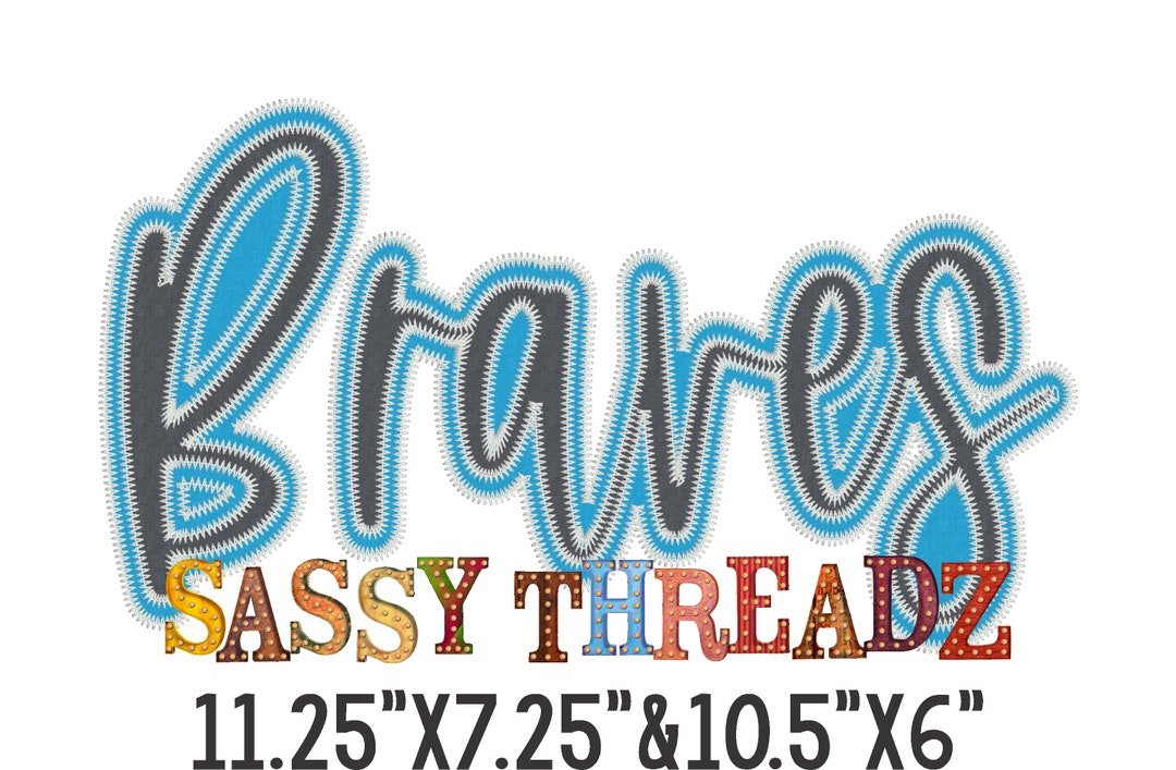 Braves Zig Zag Double Stacked Script Applique Embroidery Download - Etsy