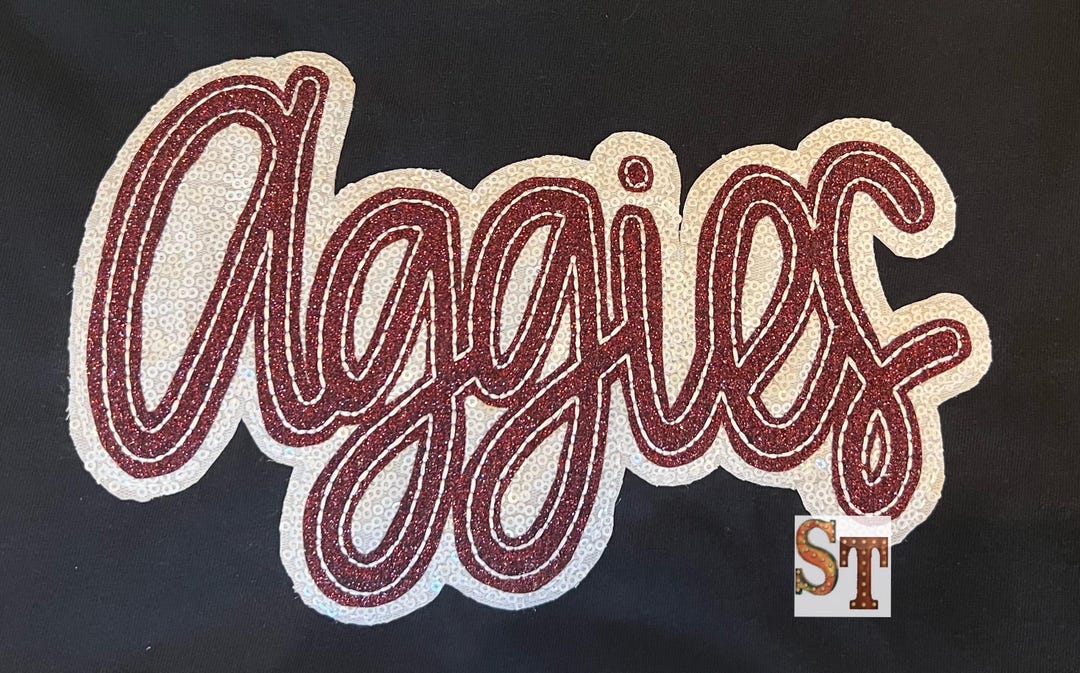 Bean Stitch Aggies Double Stacked Script Applique Embroidery Download ...