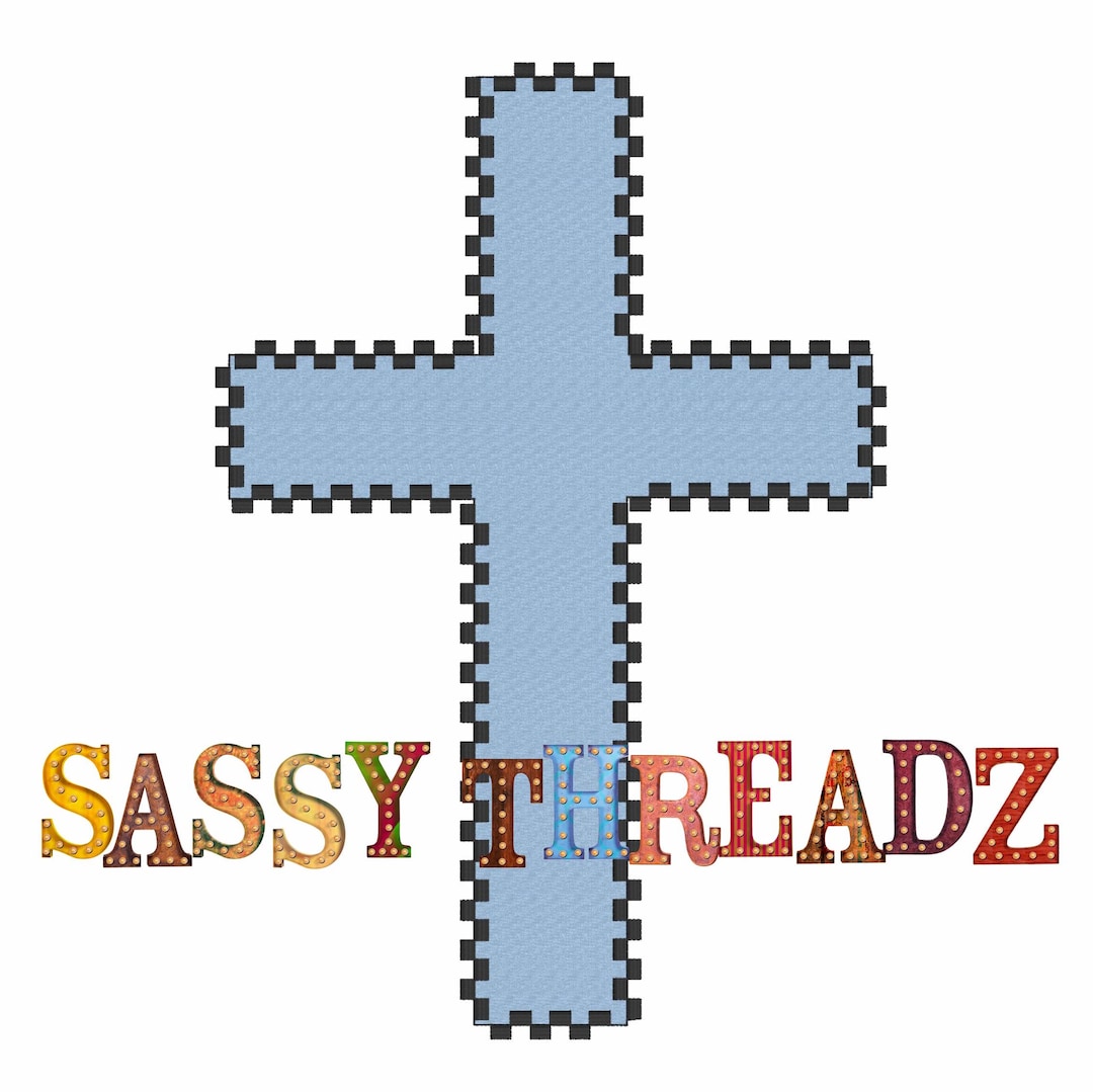 Checkered Edge Cross Applique Embroidery Download - Etsy