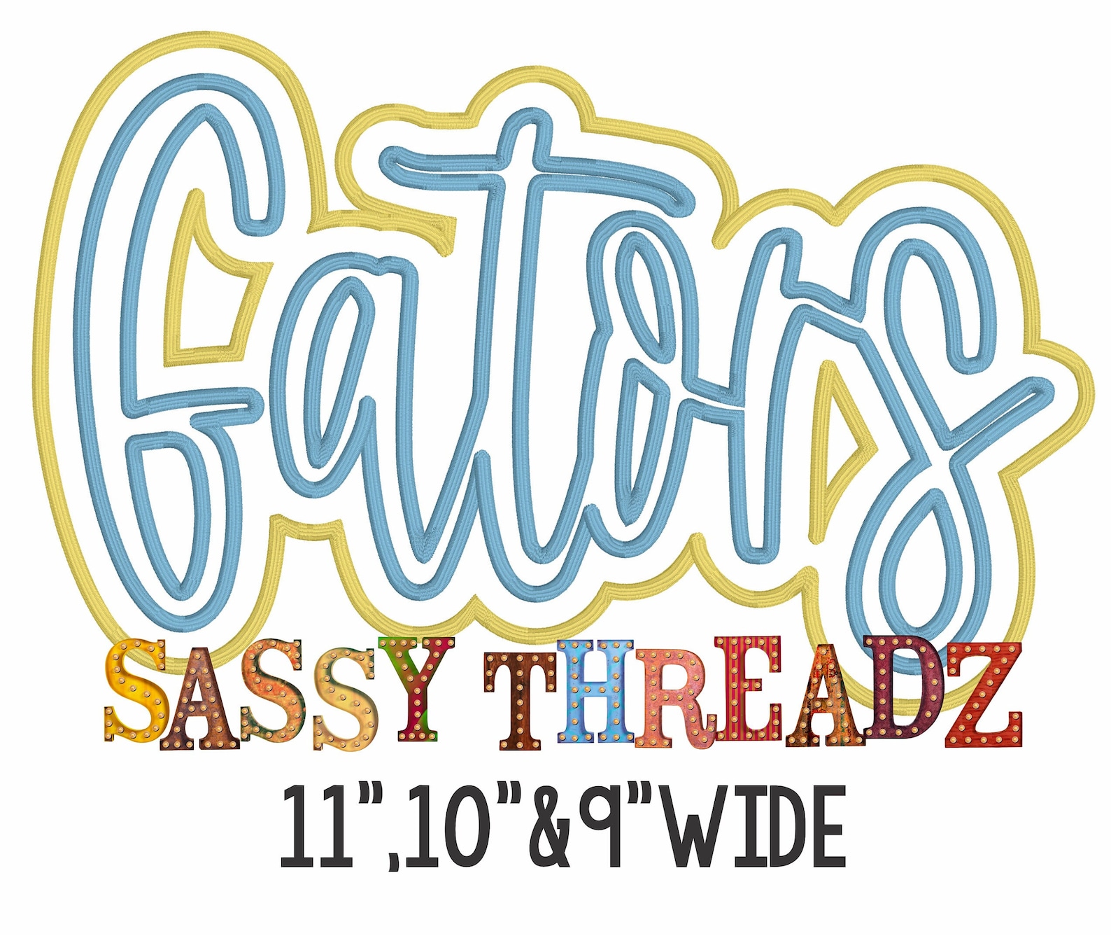 Satin Stitch Gators Double Stacked Script Applique Embroidery Download ...