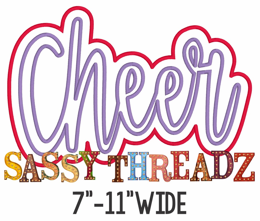 Satin Stitch Cheer Double Stacked Script Applique Embroidery Download ...