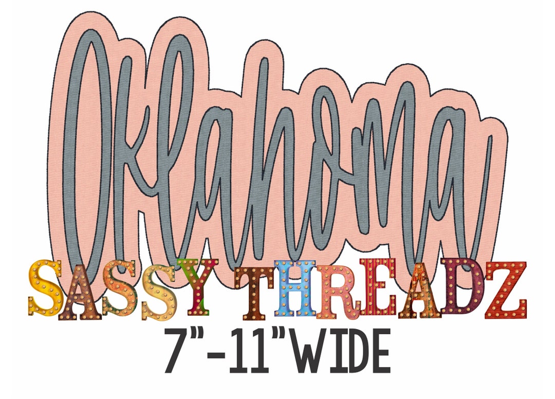 Bean Stitch Oklahoma Double Stacked Script Applique Embroidery Download ...