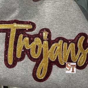 Trojans Bean Stitch Double Stacked Script Applique Embroidery Download ...