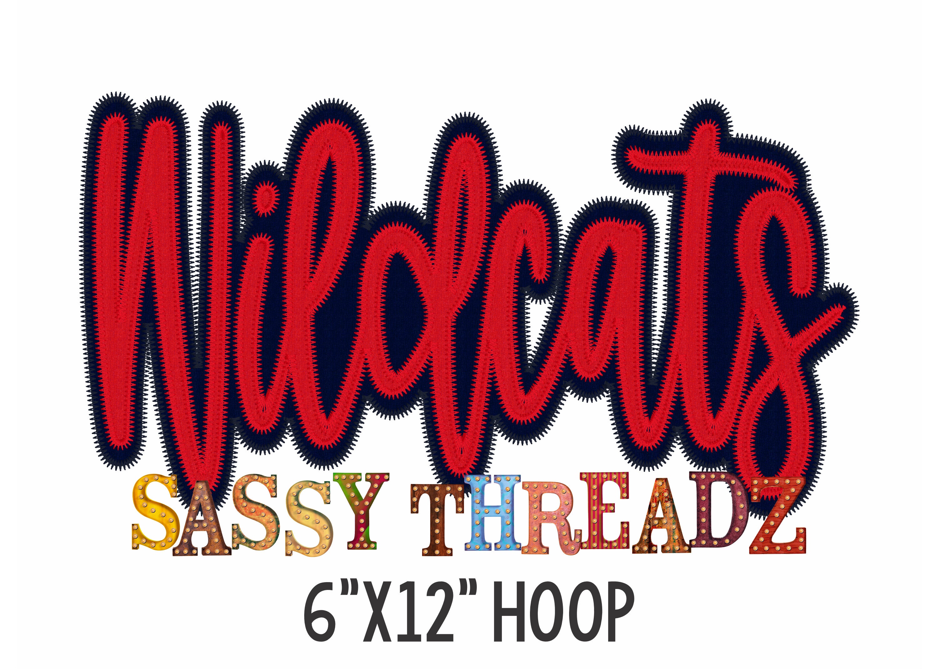 Wildcats Zig Zag Double Stacked Script Applique Embroidery - Etsy
