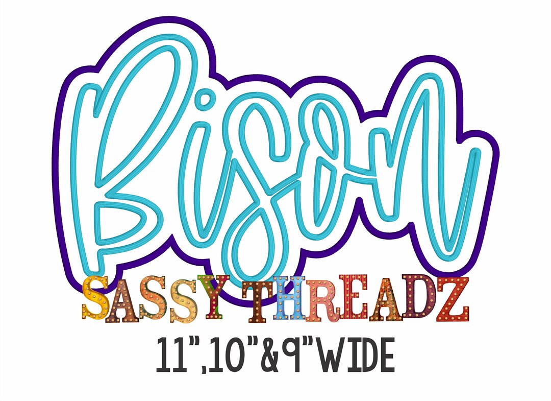 Satin Stitch Bison Double Stacked Script Applique Embroidery Download ...