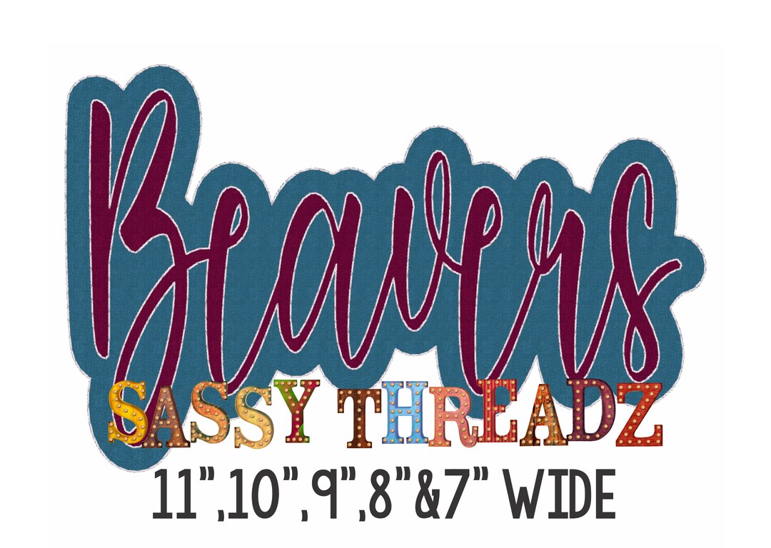 Bean Stitch Beavers Double Stacked Script Applique Embroidery Download ...