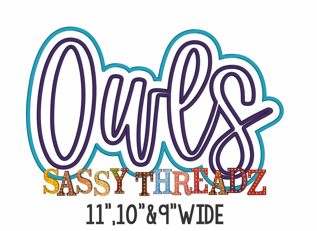 Satin Stitch Owls Double Stacked Script Applique Embroidery Download - Etsy