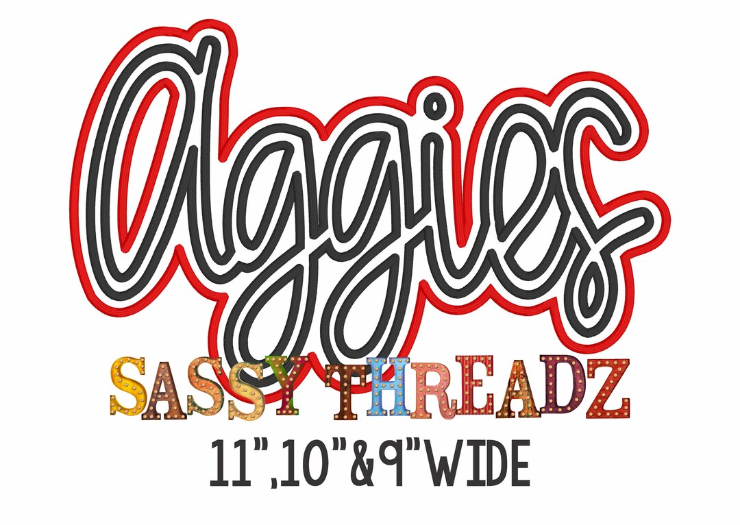 Satin Stitch Aggies Double Stacked Script Applique Embroidery Download ...