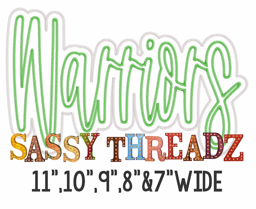 Warriors Zig Zag Double Stacked Script Applique Embroidery Download - Etsy