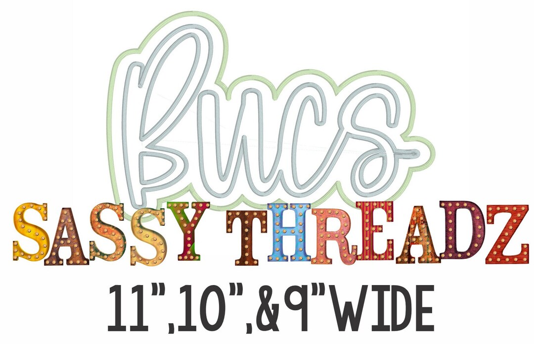 Satin Stitch Bucs Double Stacked Script Applique Embroidery Download - Etsy
