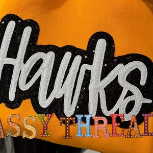 Bean Stitch Hawks Double Stacked Script Applique Embroidery Download - Etsy