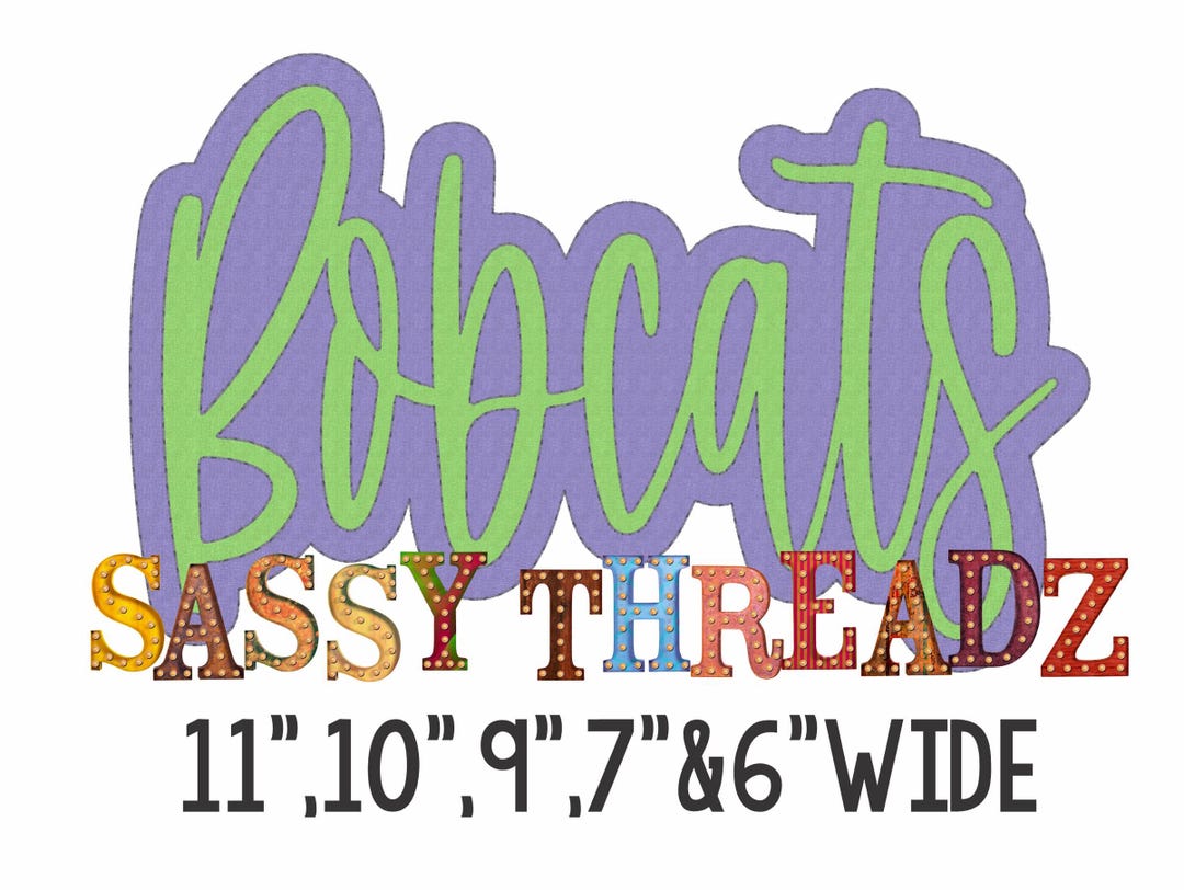 Bean Stitch Bobcats Double Stacked Script Applique Embroidery Download - Etsy