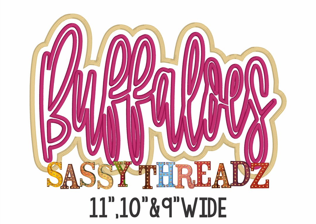 Buffaloes Satin Stitch Double Stacked Script Applique Embroidery ...