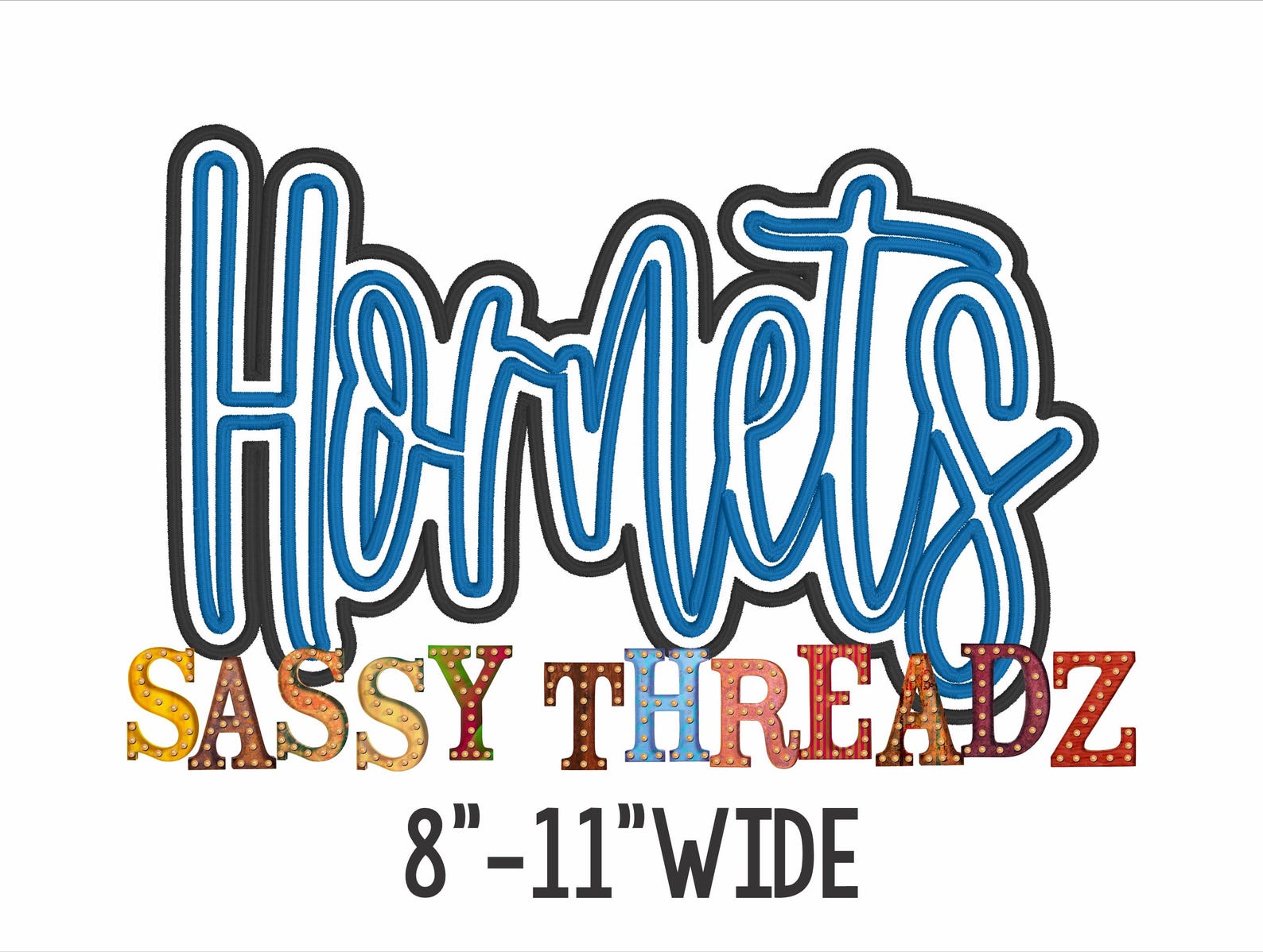 Satin Stitch Hornets Double Stacked Script Applique Embroidery Download ...