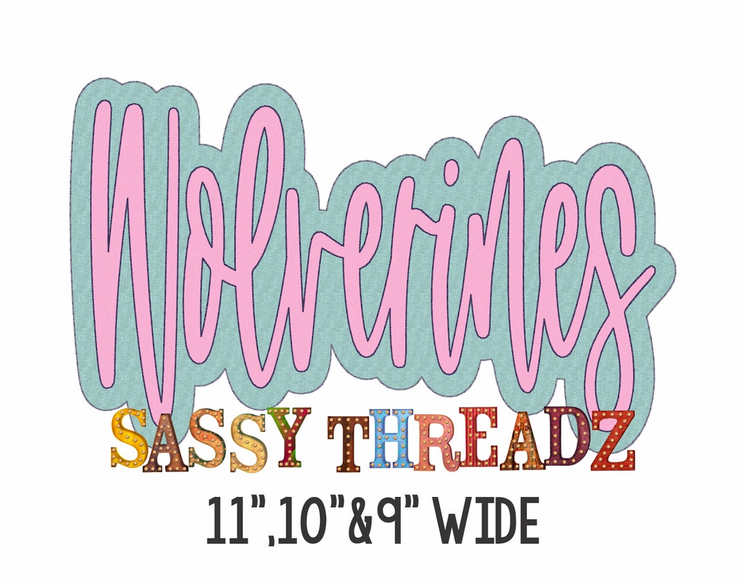 Bean Stitch Wolverines Double Stacked Script Applique Embroidery ...