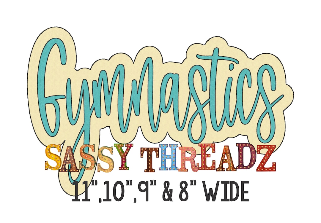 Gymnastics Bean Stitch Double Stacked Script Applique Embroidery ...