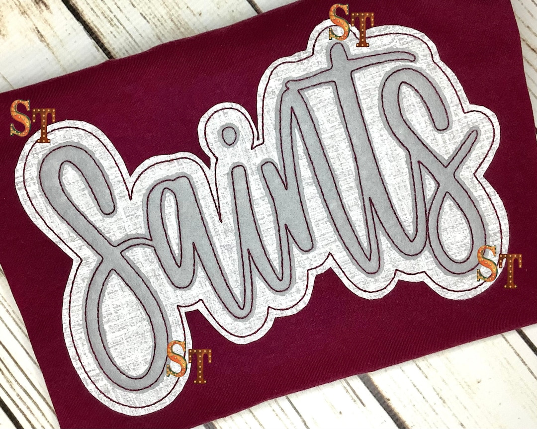 Saints Bean Stitch Double Stacked Script Applique Embroidery Download ...