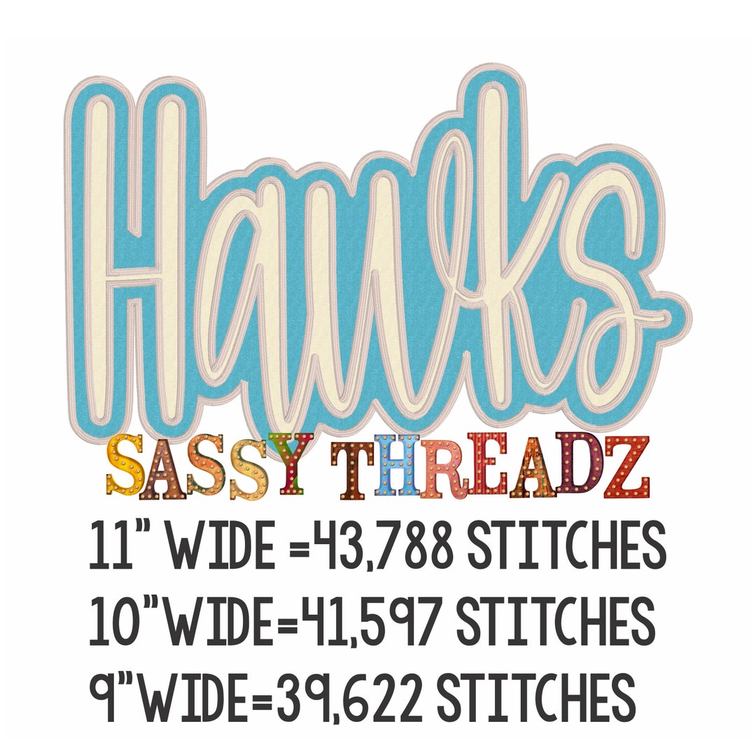 Satin Stitch Hawks Double Stacked Script Applique Embroidery Download ...
