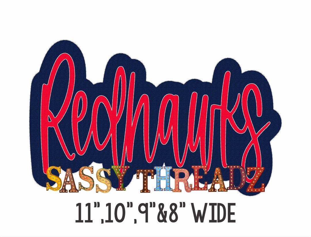 Redhawks Bean Stitch Double Stacked Script Applique Embroidery Download ...
