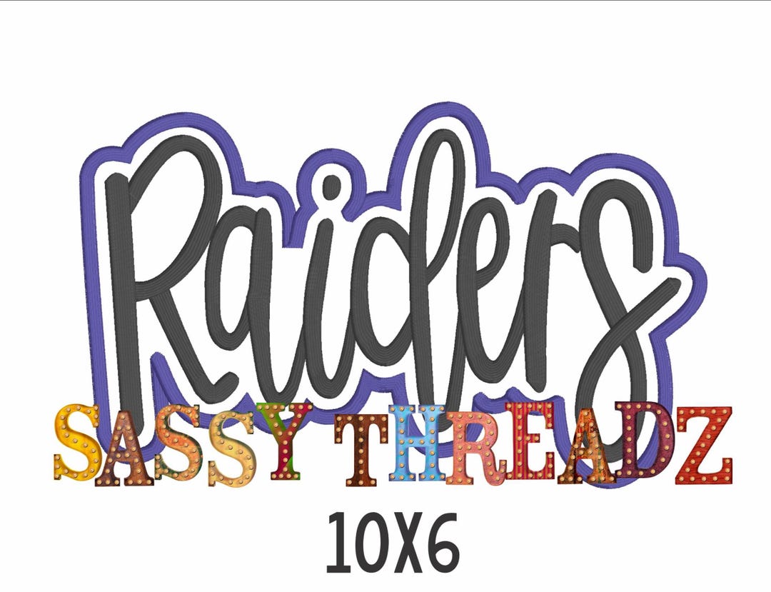 Raiders Foam Puff Satin Stitch Double Stacked Script Applique ...