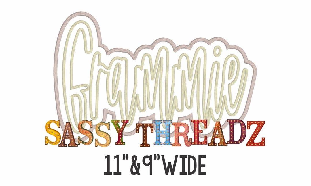 Satin Stitch Grammie Double Stacked Script Applique Embroidery Download ...