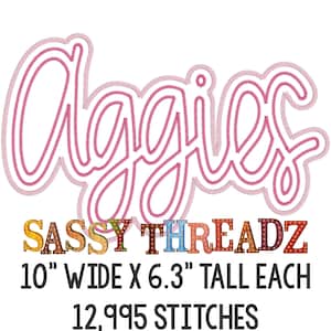 Zig Zag Aggies Double Stacked Script Applique Embroidery Download - Etsy