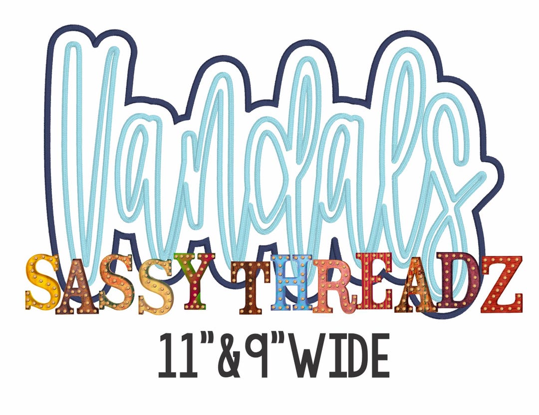 Vandals Satin Stitch Double Stacked Script Applique Embroidery Download ...